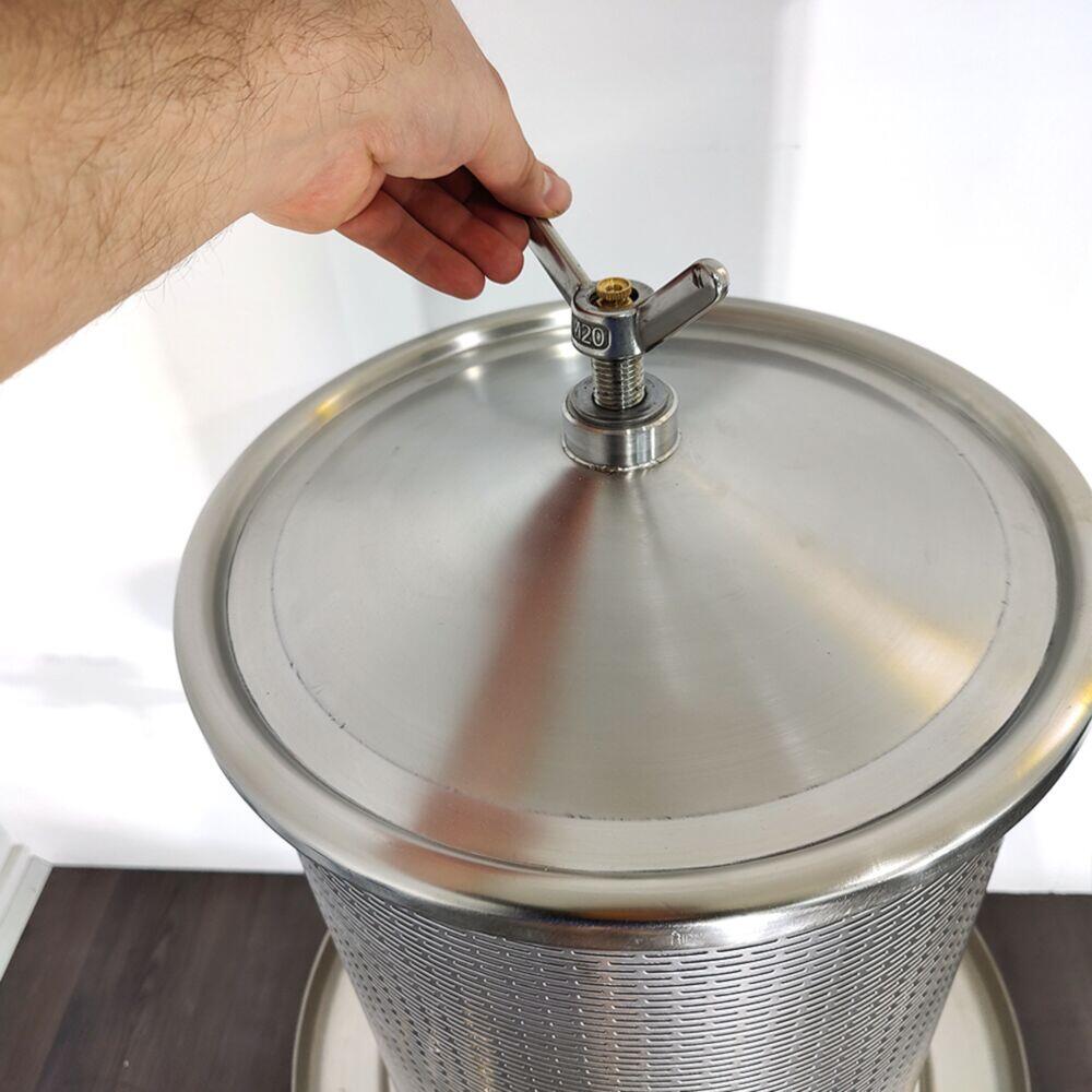 Hydropresse 40L, Frukt-presse i rustfritt stål - Ølbrygging AS