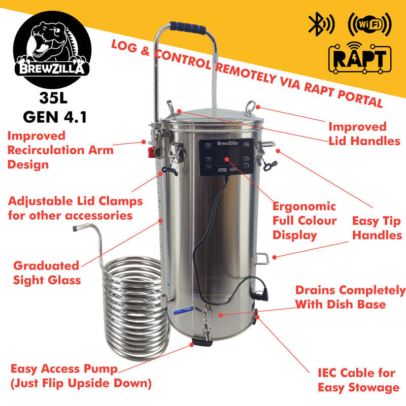 BrewZilla 35L Gen 4.1 RAPT 2400W EU 220V WIFI - Ølbrygging AS